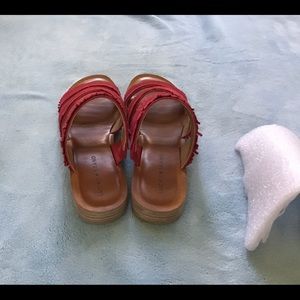 Lucky Brand | Shoes | Lucky Brand Red Leathersuede Fringed Sandals Euc ...